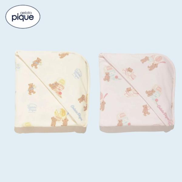 【夏らしいアイスクリームベア柄のBABYブランケット】【Fabric】レーヨンとコットンを混紡した柔らかなカットソーを使用しています。【Design/Styling】とろけるアイスクリームとベアをカラフル＆ポップに描いた、ファミリーでお楽し...