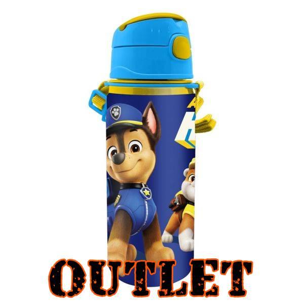 /アウトレット/水筒 キッズ ストロー 600ml パウパトロール ウォーターボトル 《ブルー》 ワンプッシュ プッシュ式 子供用 ウォーター ボトル ストロー付 ストラップ付 アルミニウム製 子供 男の子 女の子 保育園 幼稚園 通園 お...