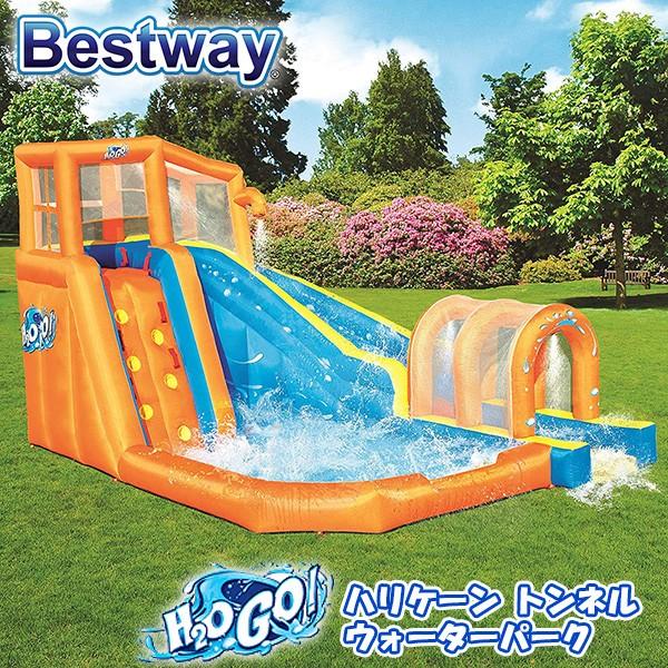 【大型遊具】ベストウェイ H2OGO! ハリケーン トンネル ブラスト インフレータブル ウォーターパーク クライミングウォール スライダー 滑り台 すべり台 子供用 家庭用 庭 Bestway H2OGO! Hurricane Tunne...