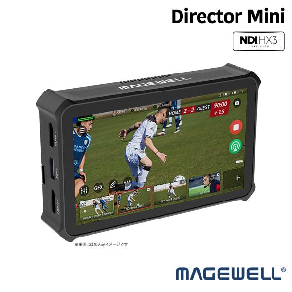 ・入力：HDMI x2、USB AV x2、IP ソース（SRT、RTMP）x3、NDI|HX2/3 x3、モバイルカメラ（Director Mini アプリ経由）、メディアファイル・ランドスケープ（16:9）またはポートレート（9:16）...