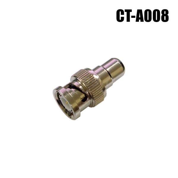 防犯カメラや防犯用録画機によく使われる変換コネクターです。接続するコネクターの形状を変換できる製品です。BNC オス 〜 RCA メス へと変換します。