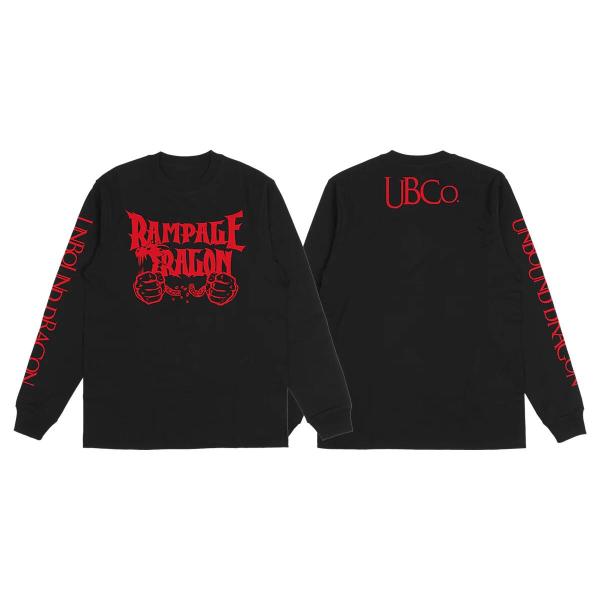 鷹木信悟×Unbound Co. ロングスリーブ TシャツRAMPAGE DRAGONロゴとUnbound Co.ロゴがフュージョンした新作ロングスリーブが完成。※店舗等でも同時に発売している為、在庫切れの場合もございます。ご了承ください。