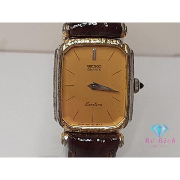 セイコー SEIKO エクセリーヌ レディース 腕時計 1400-7010 ゴールド ブラウン 茶 SS レザー ブレス アナログ クォーツ QZ ウォッチ EXELINE 【中古】ht5457