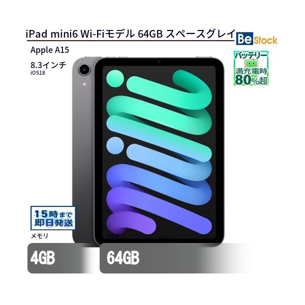 型番：MK7M3J/ACPU：Apple A15(2.4GHz)メモリ：4GBHDD：64GBOS：iPadOSディスプレイ：8.3インチ解像度：LiquidRetina(2266x1488)無線LAN：無線LAN(ax/ac/a/b/g/...