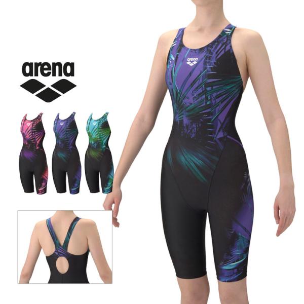 アリーナ/arenaレディースフィットネスワンピーススパッツ（オープンバック/ハーフレッグ/ぴったりパッド）上達を目指すフィットネススイマーに向けて、泳ぎやすさを追求した[AQUA EXA]シリーズです。はっ水加工着やストラップ搭載ぴったり...