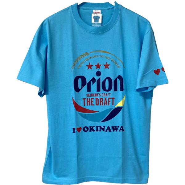 オリオンビールと　アイラブ沖縄の　コラボ袖はハートの　アクセント！　他では、中々探せない　人気商品ですorion 正規品ですサイズ ( S　M　Ｌ　XL.　)目安Sサイズ:身丈約66センチ 身巾約49センチ　肩巾約44センチ　袖幅約19セン...