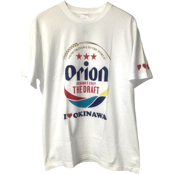 オリオンビールと　アイラブ沖縄の　コラボ袖はハートの　アクセント！　他では、中々探せない　人気商品ですorion 正規品ですサイズ ( S　M　Ｌ　XL.　)目安Sサイズ:身丈約66センチ 身巾約49センチ　肩巾約44センチ　袖幅約19セン...