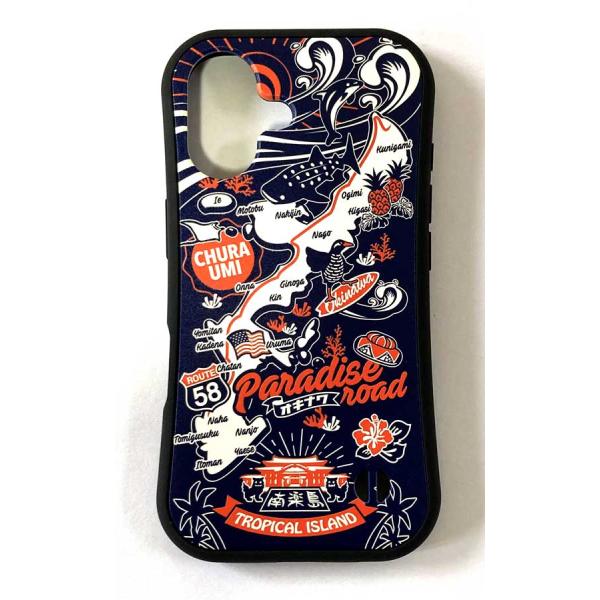 okinawa  パラダイスロード　沖縄地図　CHURAISLAND割れにくく滑りにくい材質です、耐衝撃◎　グリップ感◎プリント面は手触り感のある特殊加工仕上げ。こちらの商品は　iPhone １６　専用ケース 6.1インチ専用ケースです。　...