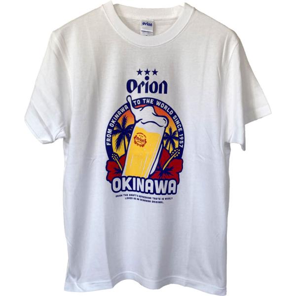 Orion ジョッキ　と　ハイビスカス　ヤシTシャツOKINAWAジョッキSサイズ：着丈約63センチ　身幅約47センチMサイズ：着丈約66センチ　身幅約50センチLサイズ：着丈約72センチ　身幅約53センチLL(XL)サイズ：着丈約75セン...