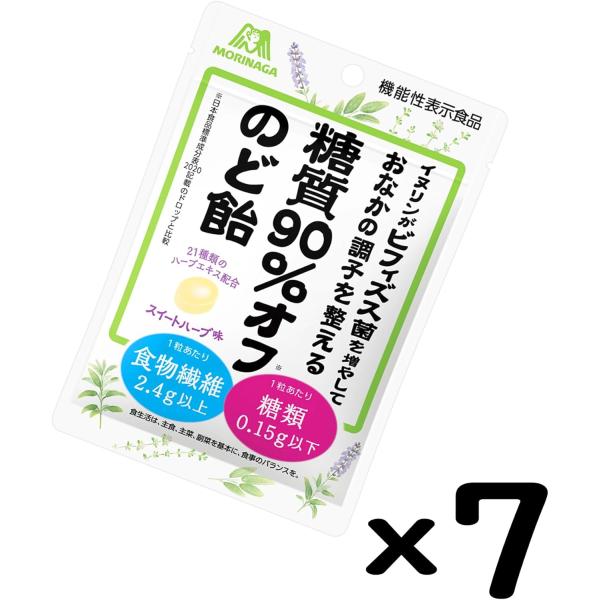 内容量：１袋58ｇ×７袋糖質だけではなく、食物繊維の摂取も意識する健康志向ユーザーが、のどをすっきりさせたい時に気兼ねなくおいしく食べられるのど飴です。原材料イヌリン（タイ製造、ベルギー製造）、ポリデキストロース、ハーブエキス、黒みつ／香料...