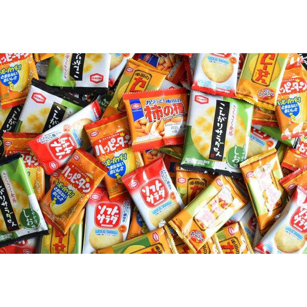 ミニせんべい 5種(ハッピーターン・カレーせん・ソフトサラダ・こんがりサラダせん・柿の種各20袋)合計100枚アソートセットです。個包装ごとに賞味期限が記載になっておりますので安心してご提供頂けます。様々なイベント行事等で大活躍♪ 色々なお...