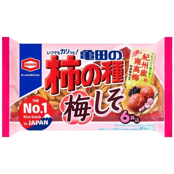 紀州産南高梅から作った乾燥梅肉を使用し、さわやかな梅の香りと酸味をお楽しみいただけます。内容量：164ｇ×１２袋原材料：うるち米粉（国産）、でん粉、ピーナッツ（ピーナッツ、植物油脂、食塩）、しょうゆ、梅しそシーズニング、砂糖、魚介エキス調味...