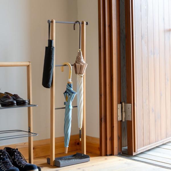 [材質]:・フレーム：天然木ビーチ材（ポリウレタン塗装）・貫フレーム：スチール（粉体塗装）[カラー]:ホワイト、グレー[商品サイズ]:幅36cm×奥行15cm×高100cm[特徴]:■仕様・玄関の限られたスペースでも使いやすいアンブレラハン...