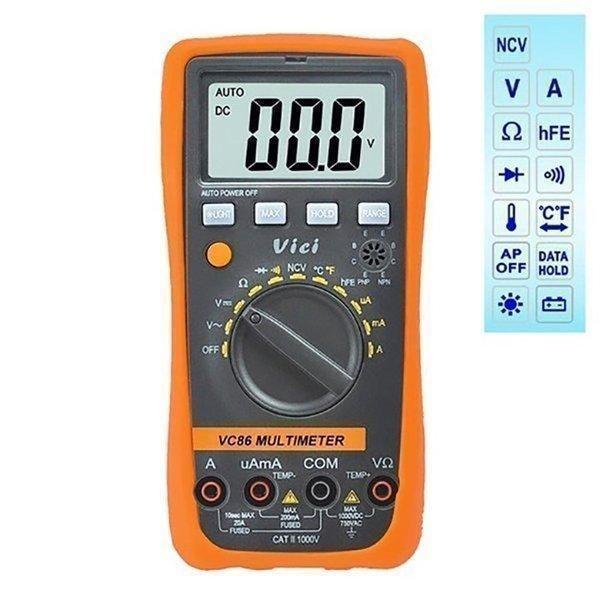 【仕様】デジタル・マルチメータ VC86■機能・電圧（DC）：200m / 2 / 20 / 200 / 1000V（DCV）・電圧（AC）：200m / 2 / 20 / 200 / 750V（ACV）・電流（DC）：200u / 200...