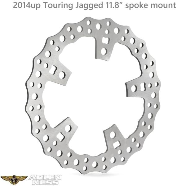 ARLEN NESS・2014up ツーリング・Jagged 11.8”・ スポークマウント フローティングローターH-D純正ホイールのブレーキ性能とスタイルを向上させる高性能フローティングブレーキローター素材は、420ステンレス製で最適な...