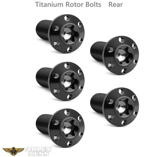 ARLEN NESS・HOLESHOT・チタン リア ローターボルト・ブラックアレンネス製 CNC加工のチタン製ブレーキローターボルトCNCドリル加工によるライトニングホールデザインと軽量化を実現しています。チタニュウム製ブレーキローターボ...