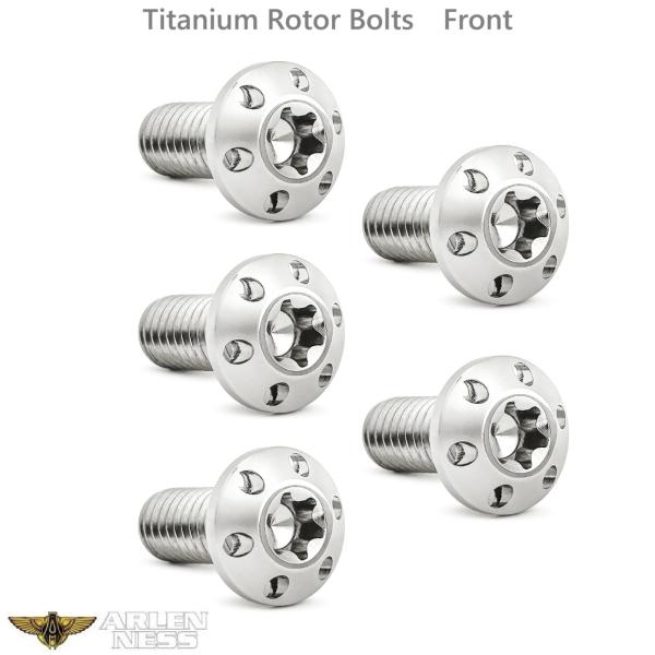 ARLEN NESS・HOLESHOT・チタン フロント ローターボルト・ポリッシュアレンネス製 CNC加工のチタン製ブレーキローターボルトCNCドリル加工によるライトニングホールデザインと軽量化を実現しています。チタニュウム製ブレーキロー...