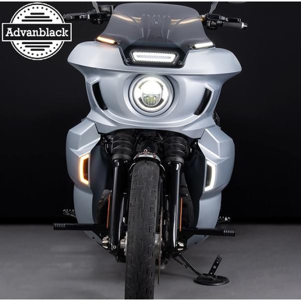 ADVANBLACK・M8ソフテイル・STロアーフェアリング LEDライトアドバンブラック超高輝度のランニングライト＆シーケンシャルターンシグナルST Lower Fairing LEDライトは、すっきりとしたスタイルでロアーフェアリングの...