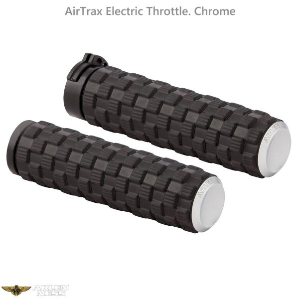 Arlen Ness・2008〜電子スロットル・エアトラック グリップ・クローム　ARLEN NESS AirTrax Electric Throttle (TBW) ChromeAirTrax グリップは、優れたハンドトラクションを提供す...