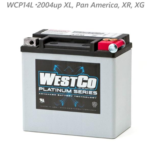 WESTCO・2004up XL・パンアメリカ・XR/XGプラチナムシリーズ AGMバッテリーWESTCO プラチナムシリーズ AGMバッテリー Made in USA。H-D純正バッテリー製造工場と全く同じ工場と構造で作られており信頼性の...