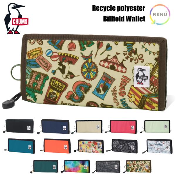 【商品】CHUMS Recycle Billfold Wallet【コメント】ラウンドジッパーでグルッと大きく開き、両サイドはアコーディオン状にマチが広がり 中身がひと目でわかり、取り出しやすい♪カード収納も豊富で、デザイン性だけではなく、...