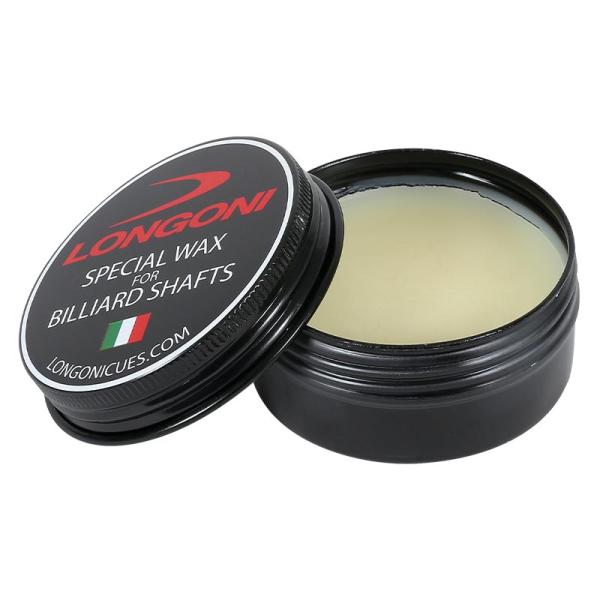 LONGONI特製ワックス。天然蜜蝋をベースに製造され、特に木製キュー先端用に開発されました。すべての種類の木材（メープル、カバ、アッシュを含む）に適しています。  革新的な配合により、このワックスはキュー先端を手触りよく滑らかにし、柔らか...