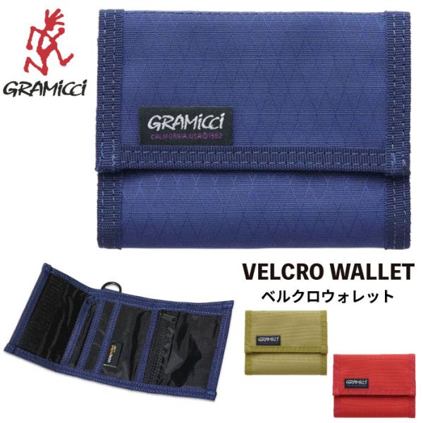 Gramicci VELCRO WALLET廃材から100%リサイクルされた素材を使用した、エコフレンドリーな三つ折り財布！軽量かつ、引裂、摩擦、摩耗に対して優れた耐久性を誇るCORDURA(コーデュラ)ファブリックを採用。さらに配色糸で織...