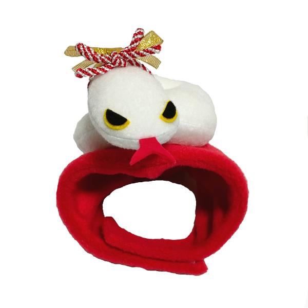 とぐろを巻いてる幸運の白へびのかぶりものなりきりコスプレ！ ヘビのかぶりもの！  あごの下でマジックテープで留めるだけの帽子です。【素材】  フリース生地 フェルト【サイズ】頭周り  S：22〜28cm  M：27〜33cm  L：39〜4...