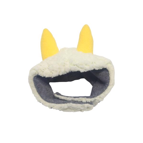 節分にピッタリかわいい☆薄黄緑鬼のかぶりもの（帽子）なりきりコスプレ！ 薄いクリーム色のような黄緑鬼の帽子！  あごの下でマジックテープで留めるだけの帽子です。【素材】  フリース生地 プードルファー【サイズ】頭周り  S：22〜28cm ...