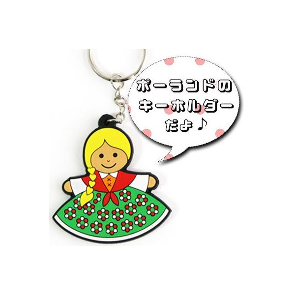 ポーランド南部の山岳（GORALKA地方）の民族衣装を着た女の子☆ブロンドとグリーン色のスカートのコントラストが綺麗♪ちょっと柔らかいゴム製で、両面に同じ絵柄が付いています。サイズ：約 タテ5.4cm/ヨコ5.0cm/厚さ0.5cmポーラン...