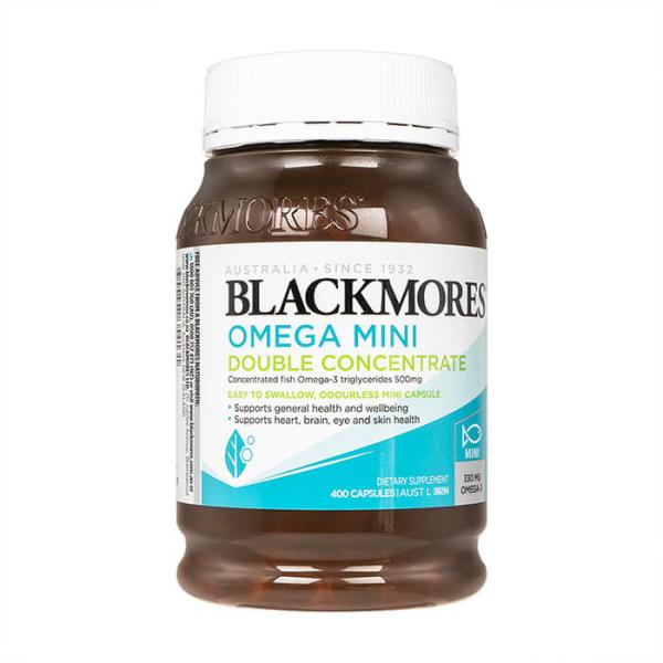 商品名　オメガミニダブルコンセントレイト400錠(Blackmores)【商品説明】健康全般をサポートするフィッシュオイルのサプリメントです。無臭で飲みやすいミニサイズのカプセル。100%天然の魚から抽出されており、180mgのエイコサペン...