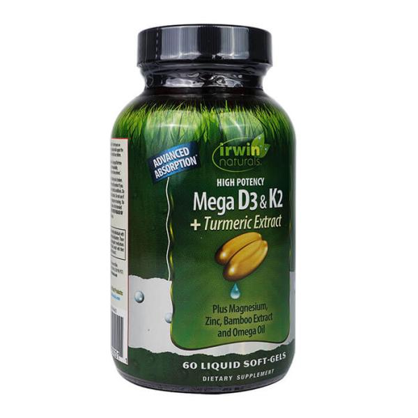 【商品名】ハイポテンシーメガD3&amp;K2+ウコンエキス60錠(IrwinNaturals)【商品説明】Irwin Naturals（アーウィンナチュラルズ）による、毎日の健康習慣に取り入れやすいサプリメントです。ビタミンD3とビタミン...