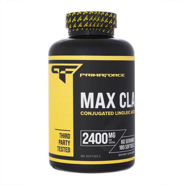 商品名　マックスCLA【商品説明】プリマフォース社のマックスCLAは、ダイエッターのサポートや健康サポートが期待できる、共役リノール酸を配合したサプリメントです。　≪内容量≫1本/180ソフトジェル