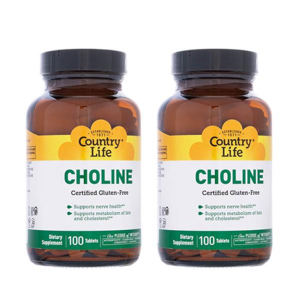商品名　コリン【商品説明】カントリーライフ社のコリン（Choline）は、アセチルコリンの元になる栄養素であるコリンを主成分とするサプリメントです。　≪内容量≫2本（1本/100錠）