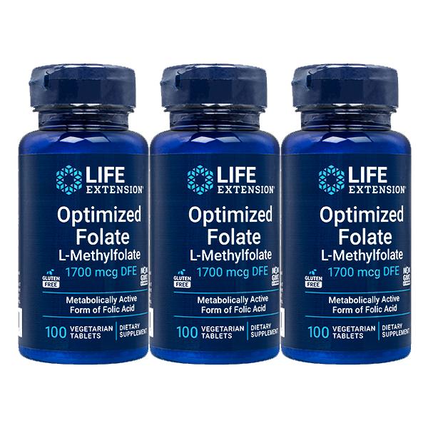 【商品説明】LifeExtensionのオプティマイズド・フォレートは、5-メチルテトラヒドロ葉酸(活性型葉酸)を配合したサプリメントです。   内容量：3本（1本/100ベジタブレット）
