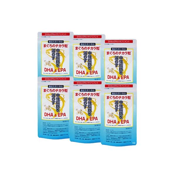 商品名 まぐろのチカラ粒内容量 6個（1個/180粒入り [1粒重量510mg/粒(内容量350mg/粒)]） 商品説明 まぐろのチカラ粒の DHA・EPA は、毎日の食生活で補うことが奨められている栄養素(必須脂肪酸)です。血液のサラサラ...
