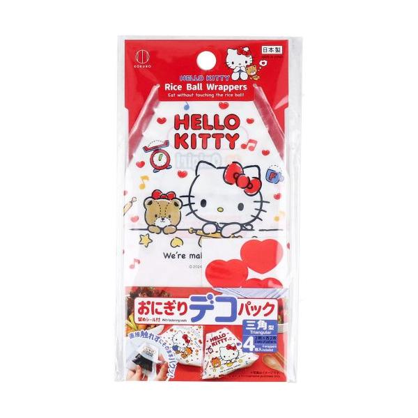 おにぎりデコパック 三角型 ハローキティ クッキー 4枚入　Hello Kitty RICE BALL WRAPPERS直接触れずにそのままパクッ！ハローキティのかわいいデザインが魅力の「おにぎりデコパック 三角型」はおにぎりを直接触れずに...