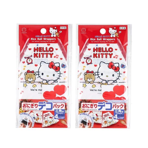 おにぎりデコパック 三角型 ハローキティ クッキー 4枚入　Hello Kitty RICE BALL WRAPPERS直接触れずにそのままパクッ！ハローキティのかわいいデザインが魅力の「おにぎりデコパック 三角型」はおにぎりを直接触れずに...