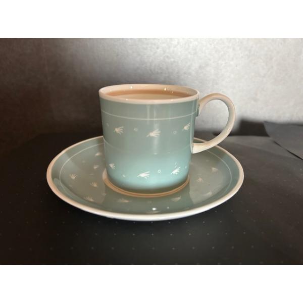 英国直輸入　スージークーパー　コーヒーカップ＆ソーサー　フェザー(水色）、約１９５０年代◆年代◆約１９５０年代◆サイズ◆カップの高さ：約６．６ｃｍカップの直径：約６．２ｃｍソーサーの直径：約１４．１ｃｍ◆コンディション◆ウエッジウッドの傘下...