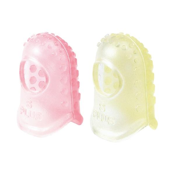 ハニカム型の突起で紙をしっかりキャッチ！おしゃれなツートーンカラー（カラーミックス）。通気穴と内側の突起が指との密着を防ぎムレにくいです。●色：イエロー、ピンク各1個●寸法：長径14×短径12×長24mm●厚[mm]：（突起部除く）0.8●...