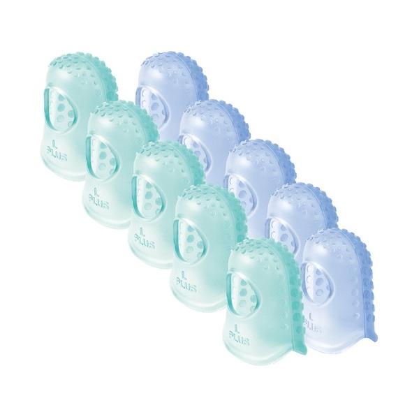 ハニカム型の突起で紙をしっかりキャッチ！おしゃれなツートーンカラー（カラーミックス）。通気穴と内側の突起が指との密着を防ぎムレにくいです。●寸法：長径18×短径15×長28mm●厚[mm]：（突起部除く）0.8●種別：L●材質：合成ゴム（E...