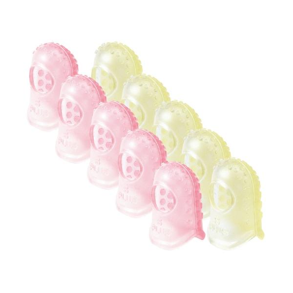 ハニカム型の突起で紙をしっかりキャッチ！おしゃれなツートーンカラー（カラーミックス）。通気穴と内側の突起が指との密着を防ぎムレにくいです。●寸法：長径14×短径12×長24mm●厚[mm]：（突起部除く）0.8●種別：S●材質：合成ゴム（E...