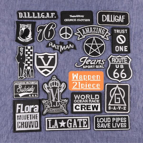 22枚セット アメカジアイロンワッペンアイロンで簡単に貼り付け出来る♪◆使用方法◆当て布をして150度前後のアイロンで約20秒ほど押さえてください。その際は貼り付ける生地の材質に気をつけてご使用ください。 剥がれやすい場合は直接縫い付けてご...