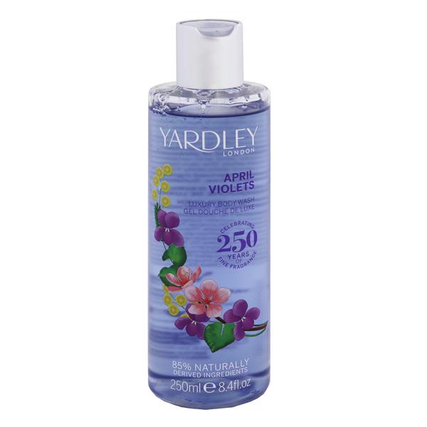 キーワード[ 香水・フレグランス:フレグランス系ヘアケア・バス用品:石けん・ボディ洗浄料 ] 商品名[ ヤードレー ロンドン エイプリルヴァイオレットボディウォッシュ 250ml ] 英語名[ YARDLEY LONDON APRIL VI...