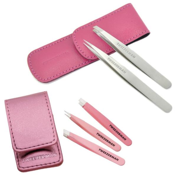 【メール便商品について必ずご確認ください】※代引不可/日時指定不可/ラッピング不可です。※宅配便商品と同梱された場合は宅配便となります。予めご了承ください。毛抜き ツィーザーマン Tweezerman ペティートツィーズセット ピンク レザ...