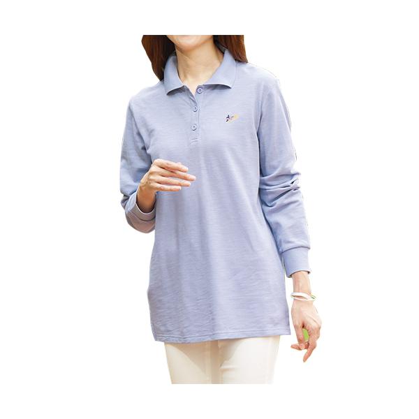 ご注文から通常約5〜15営業日で発送します。多機能がうれしい！長袖ポロシャツ 全4色 ポロシャツ 長袖 ワンポイント レディース 婦人服 ミセス シニア 女性 イエロー ブルー ホワイト ブルー かわいい 刺繍 スイカ クマ 花 ヒマワリ ...