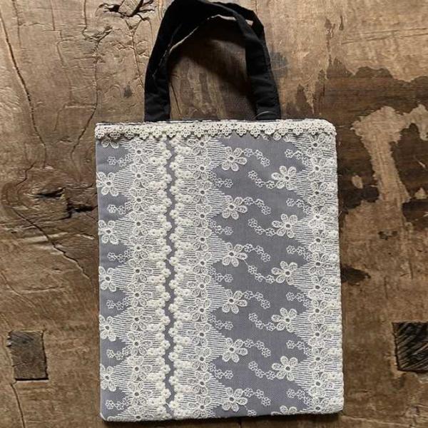 レース バッグ レース布 レース生地 サイズ29×24センチ レース刺繍 candide キャンディッド G4 トートバッグ 下地黒布 ヨーロピアン おしゃれ エレガント アンティーク クラシック ノスタルジック