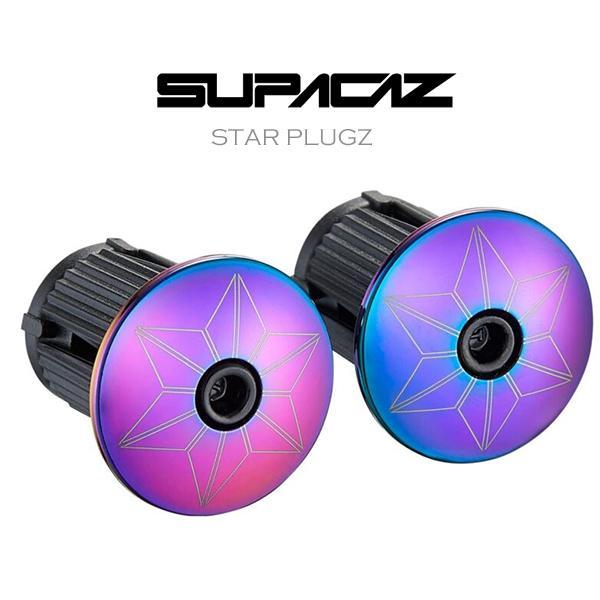 スパカズ STAR PLUGZ アノダイズド オイルスリック 自転車 エンドキャップ SUPACAZSUPACAZの定番色、Oil Slickカラーのエンドキャップです。