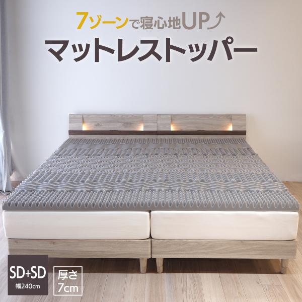 マットレス や 敷布団 のへたり 上にのせて 寝心地を改善 軽い持ち運びラクラク送料無料※北海道・沖縄・離島は別途送料を頂いております。【サイズ】SD+SD：厚み7cm 幅240cm 長さ195cm【重　さ】約9kg【材　質】ウレタンフォー...