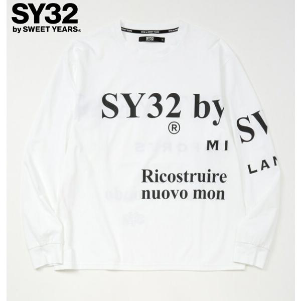 SY32 by SWEET YEARS エスワイサーティトゥ Tシャツ 長袖 クルーネック ロンT  メンズ NEW SEPARATE GRAPHIC L/S TEE 15504 WHITE2025年新作セパレートラインが際立つ、インパクト...